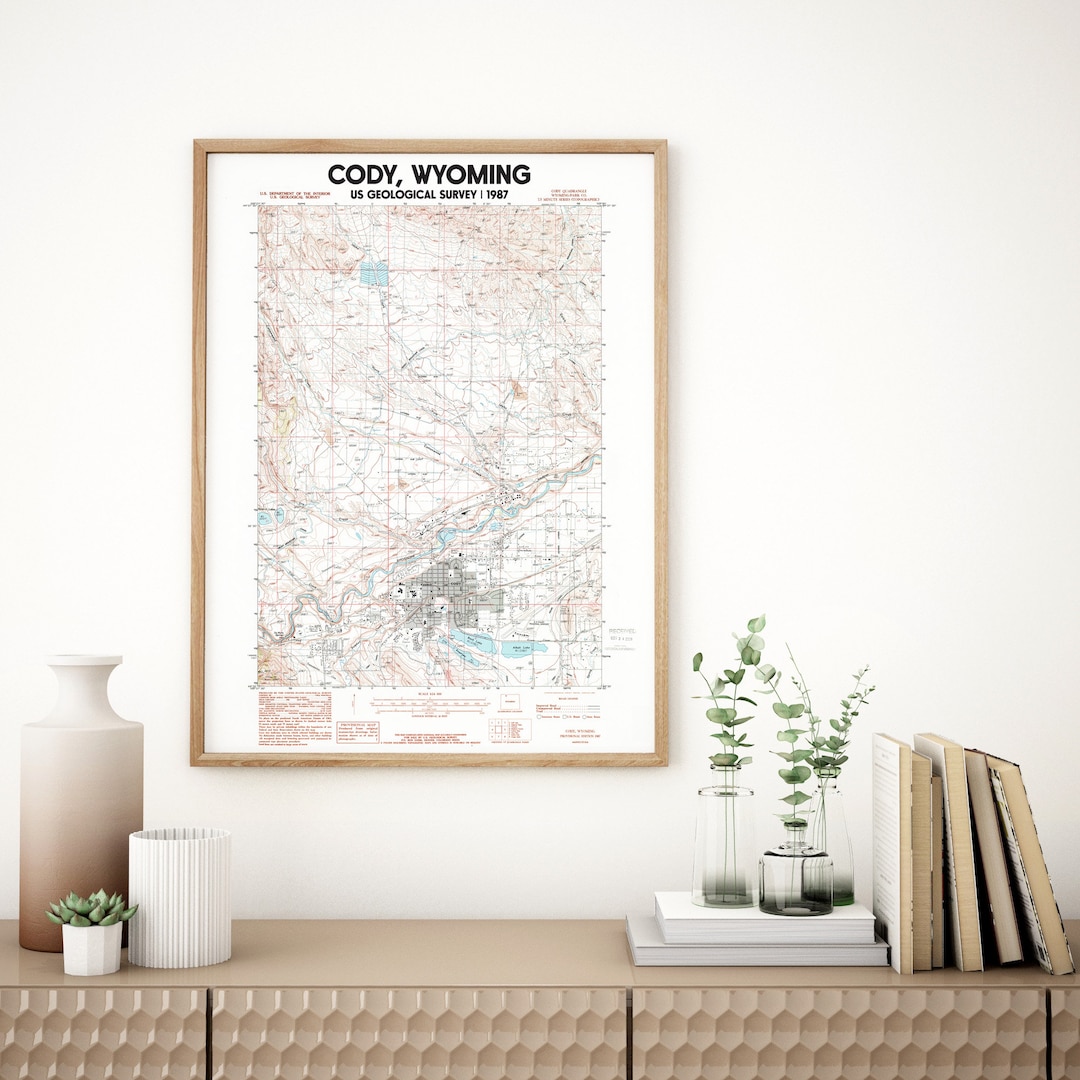 Cody Wyoming Map | Vintage 1987 USGS Map Poster - Etsy