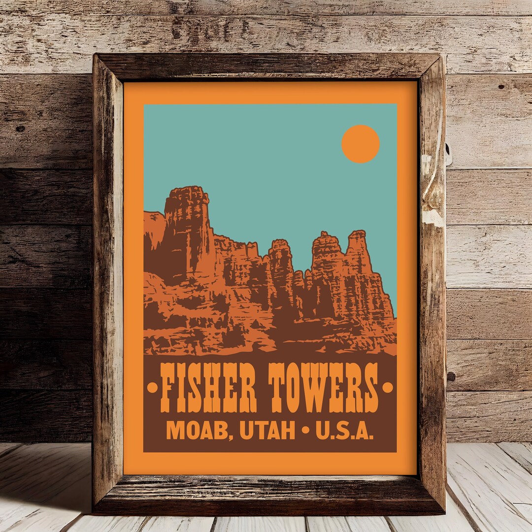 Fisher Towers Moab Print: Vintage WPA Style Utah Art - Etsy