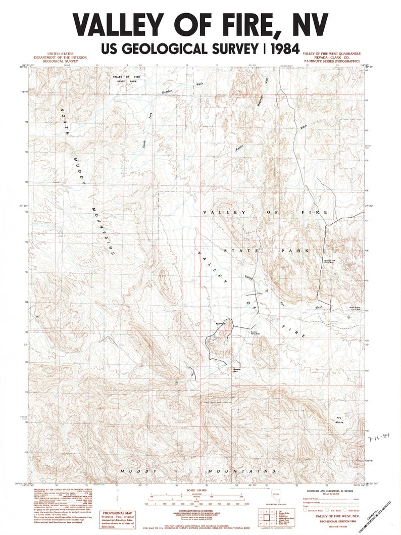 Valley of Fire State Park Nevada | Vintage 1984 USGS Map - Etsy