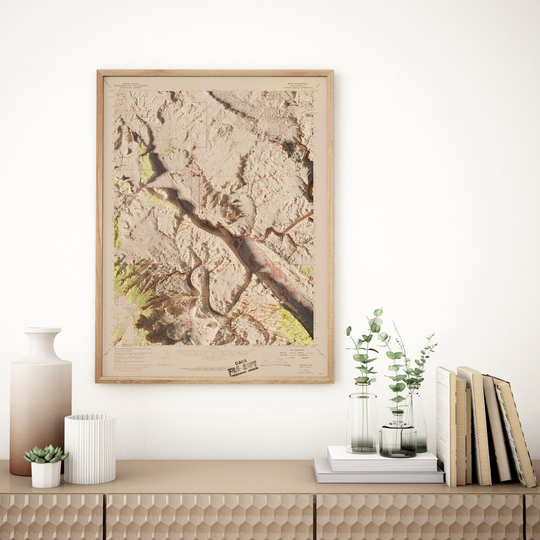 Moab Utah 1959 Poster Shaded Relief Topographic Map - Etsy