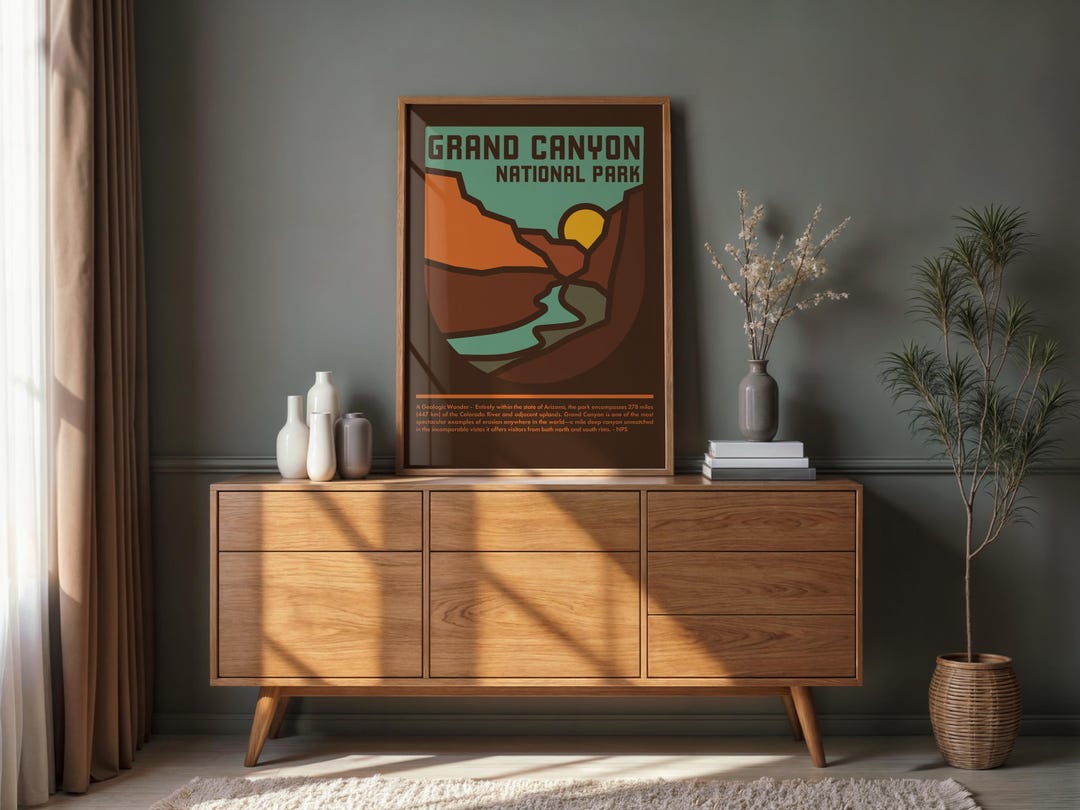Grand Canyon Line Art Poster, Modern Minimalist Nature Print - Etsy