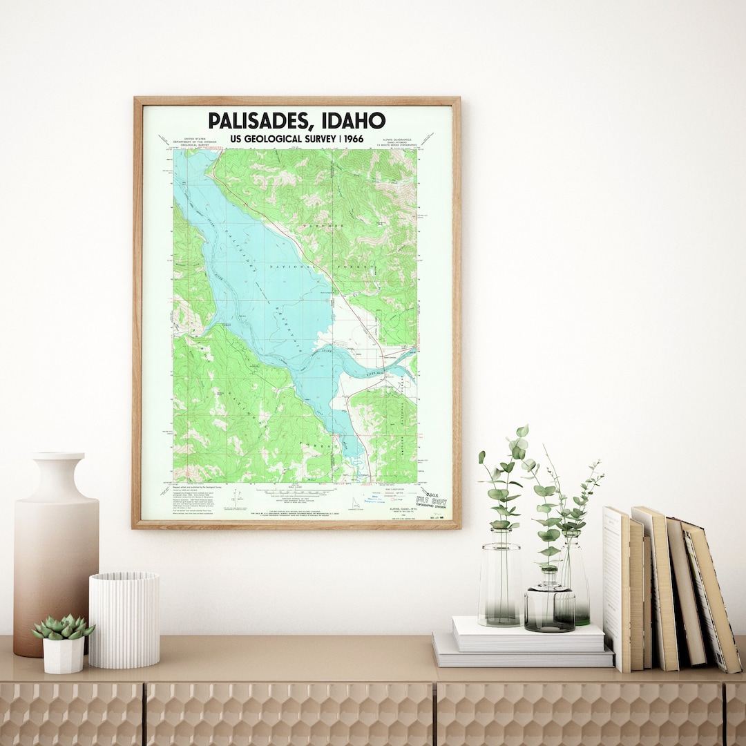 Palisades Idaho Poster | Vintage 1966 USGS Map - Etsy