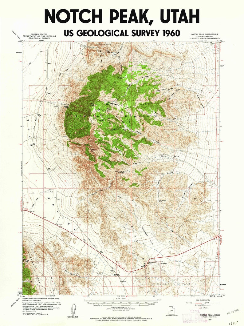 Notch Peak Utah Poster | USGS 1960 Map Poster - Etsy