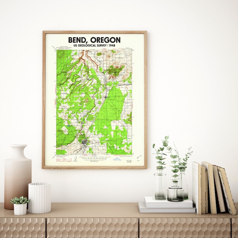 Bend Oregon Poster | Vintage 1948 USGS Map - Etsy