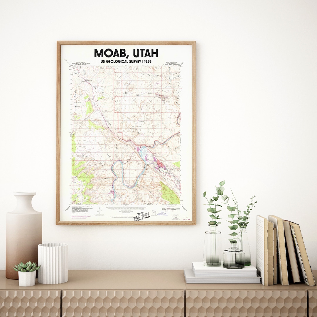 Moab Utah Poster | Vintage 1959 USGS Map - Etsy