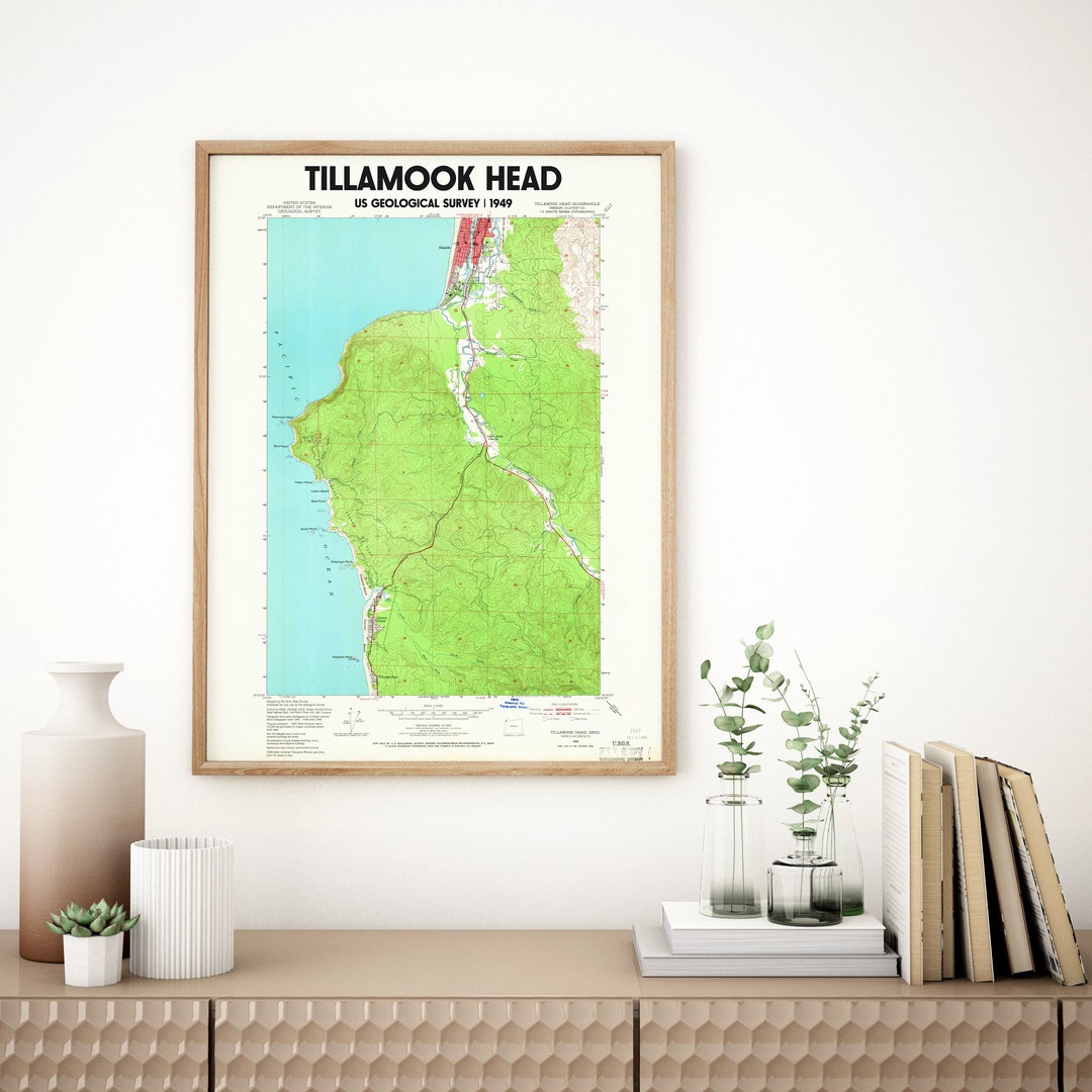 Tillamook Head Oregon Poster | Vintage 1949 USGS Map - Etsy