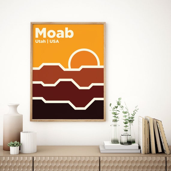 Moab Utah Poster Retro Mid-century Art Poster | Etsy