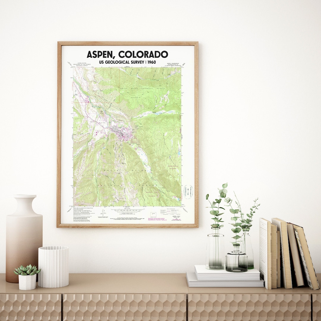 Aspen Colorado Poster | Vintage 1960 USGS Map - Etsy