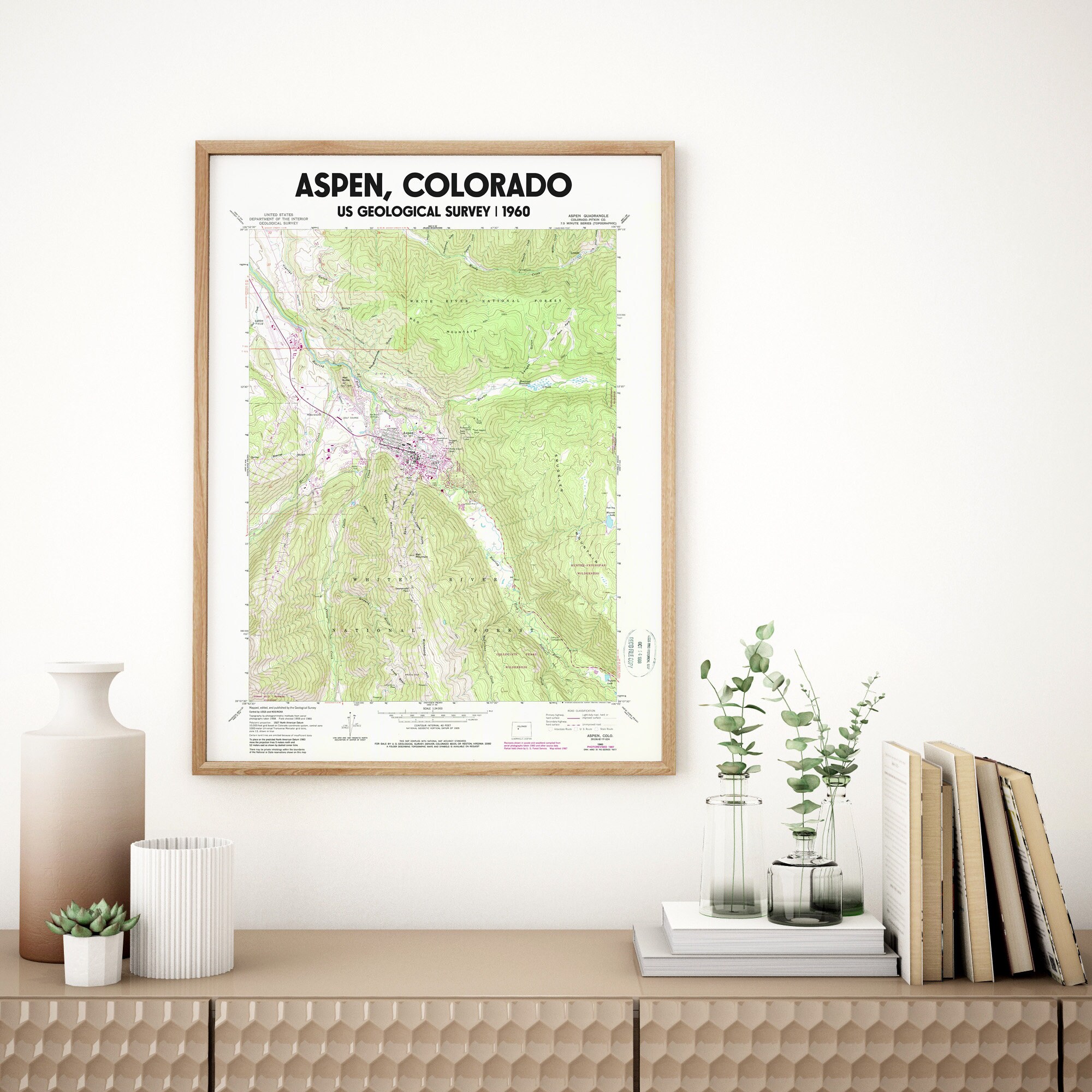 Aspen Colorado Poster | Vintage 1960 USGS Map - Etsy