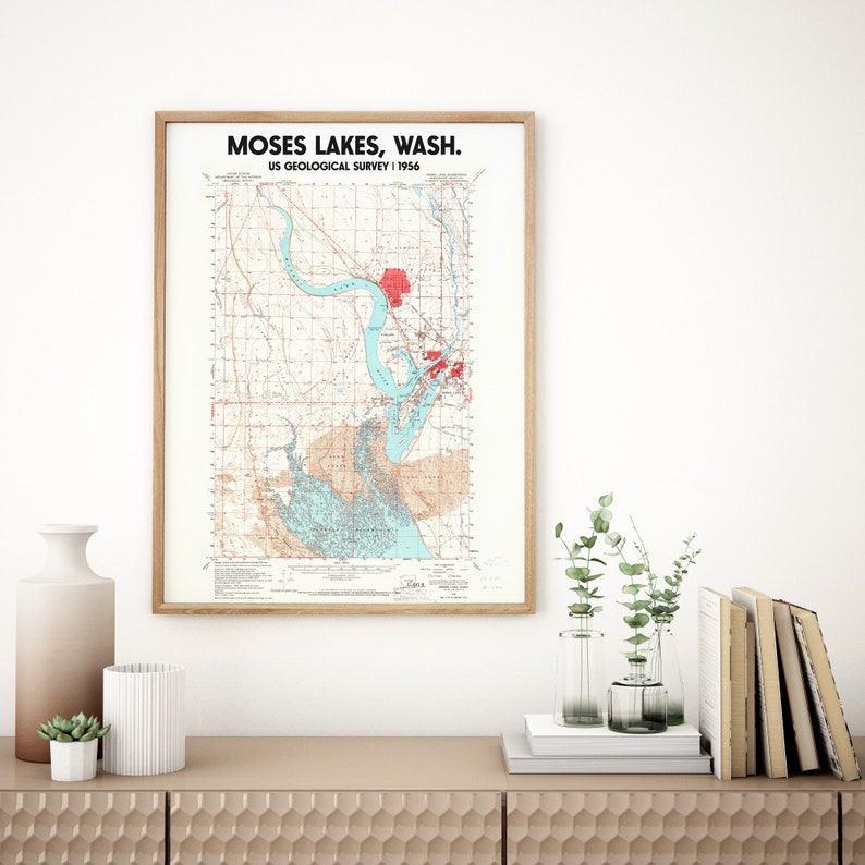 Moses Lakes Washington Poster Vintage 1956 USGS Map - Etsy
