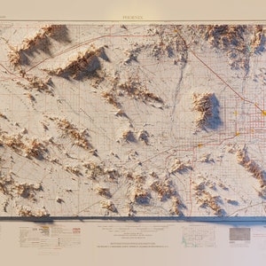 Phoenix Arizona Poster Shaded Relief Topographical Map - Etsy