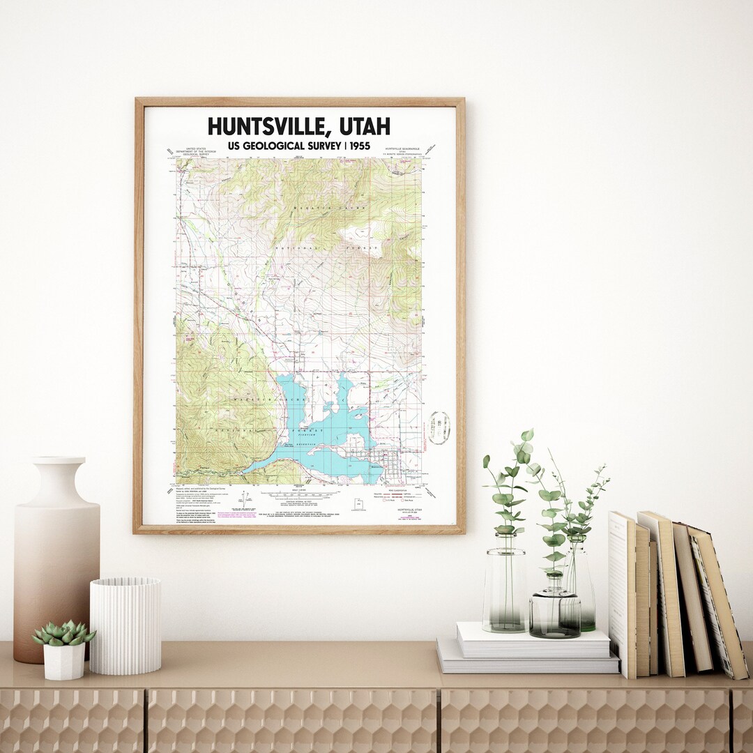 Huntsville Utah Poster | Pineview Reservoir | Vintage 1955 USGS Map - Etsy