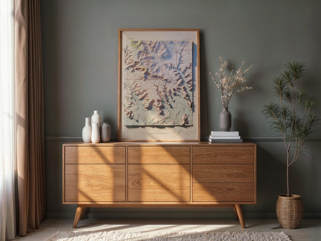 Lake Powell 1953 Shaded Relief Map | Gunsight Butte USGS Topographic ...