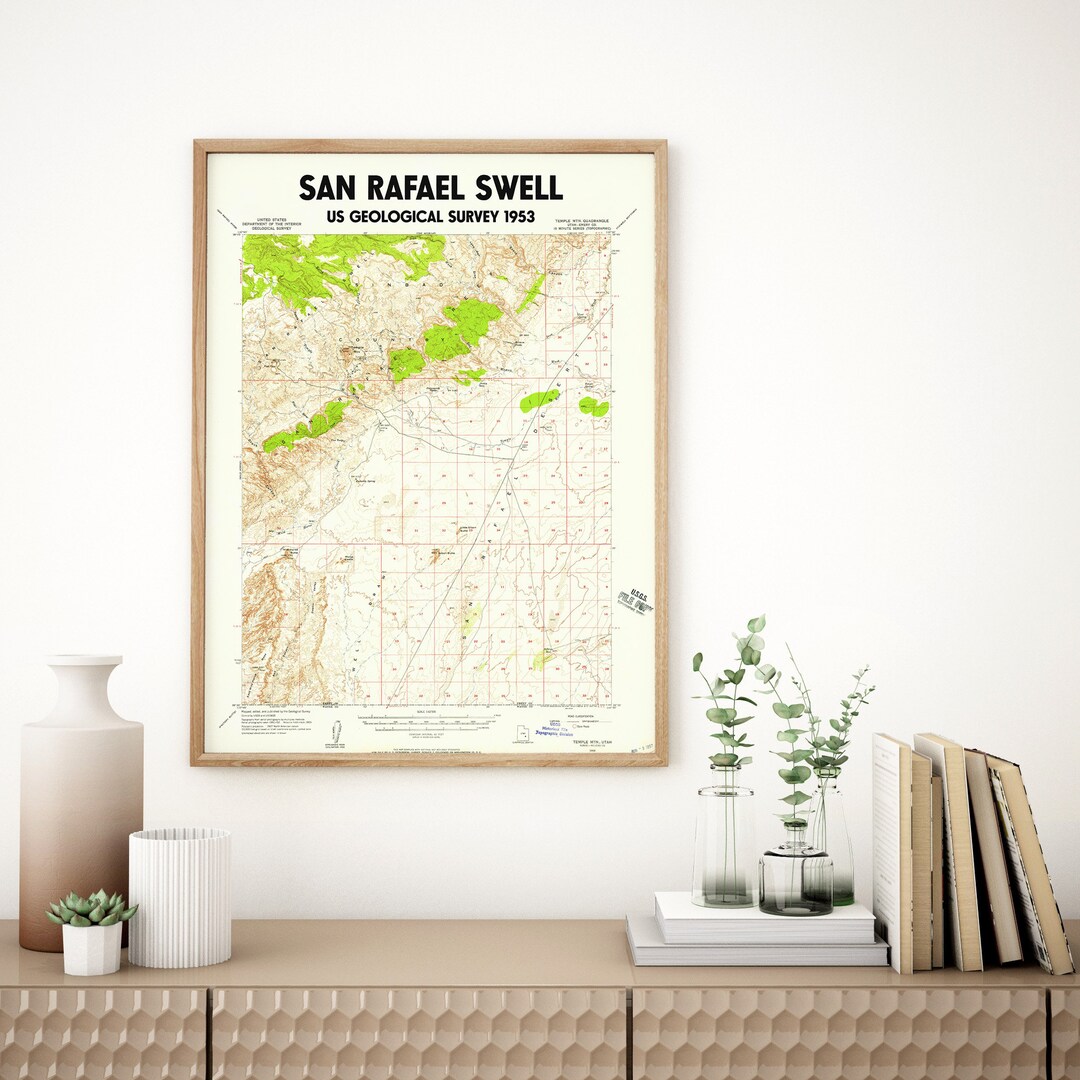 San Rafael Swell 1953 USGS Map Poster | Goblin Valley Art Print - Etsy