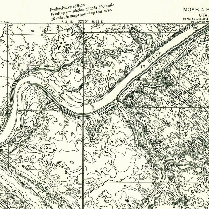 Moab Utah Poster | Vintage 1959 USGS Map - Etsy