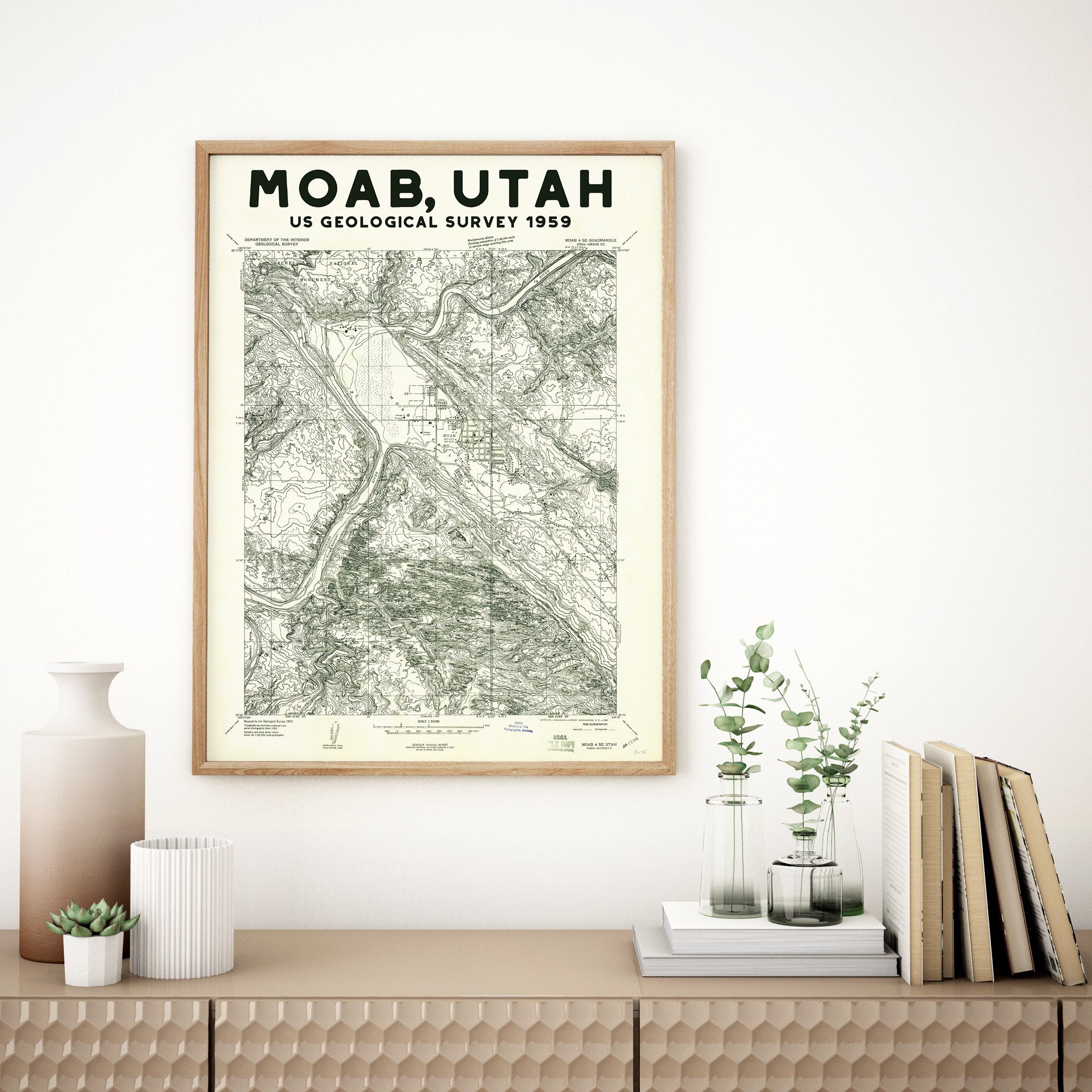 Moab Utah Poster | Vintage 1959 USGS Map - Etsy