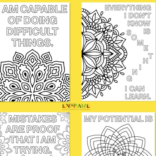 Growth Mindset Coloring Pages Printable Mandala Positive - Etsy Canada