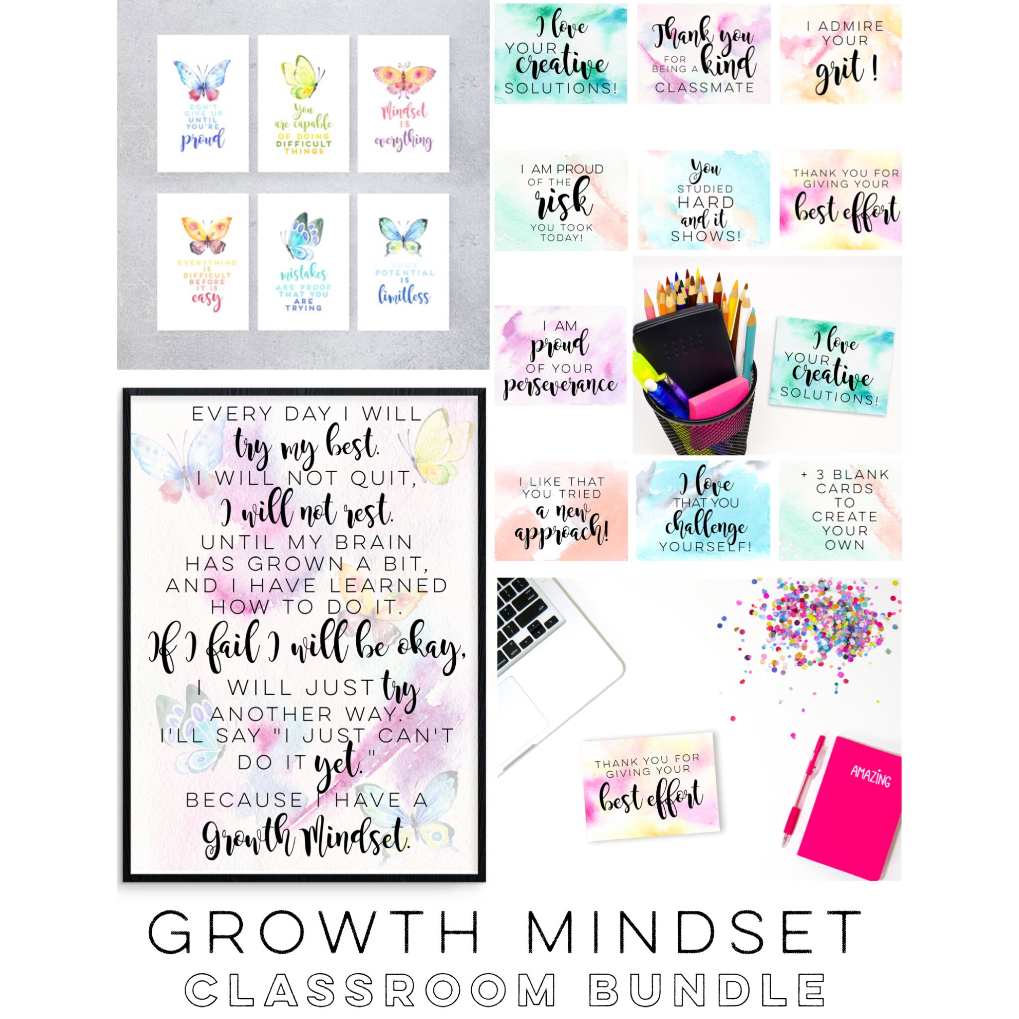 Classroom Decor Growth Mindset Bundle Teacher Notes Growth | Etsy