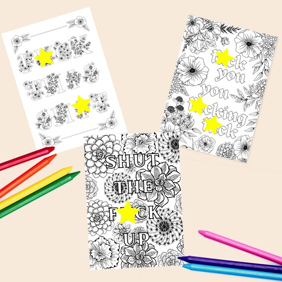 Printable Adult Coloring Pages Profanity Naughty Coloring | Etsy