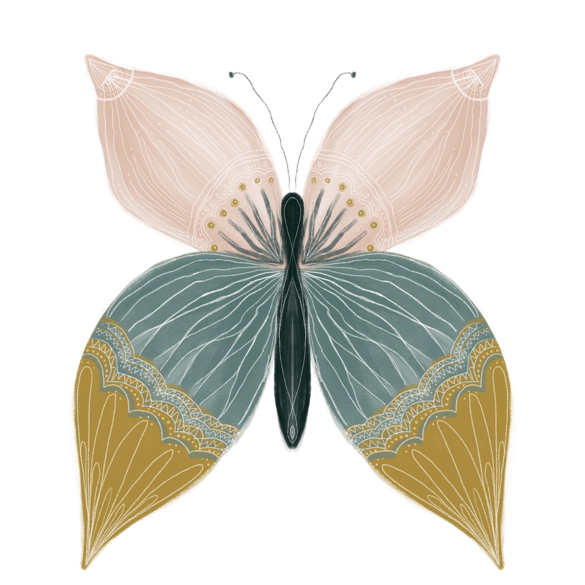 Boho Butterfly Print Butterfly Wall Art Boho Girl's - Etsy