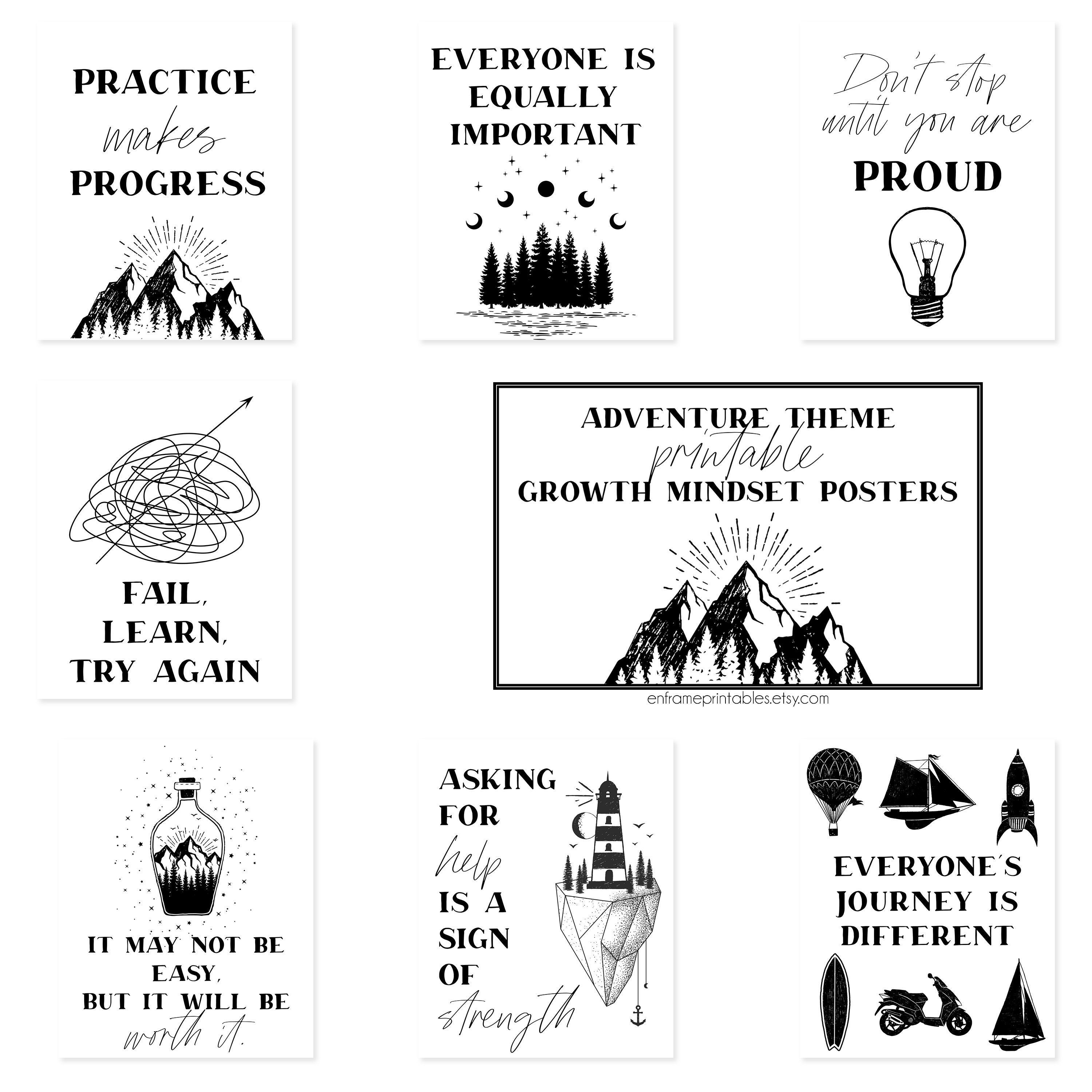 Printable Growth Mindset Posters Adventure Theme Classroom | Etsy