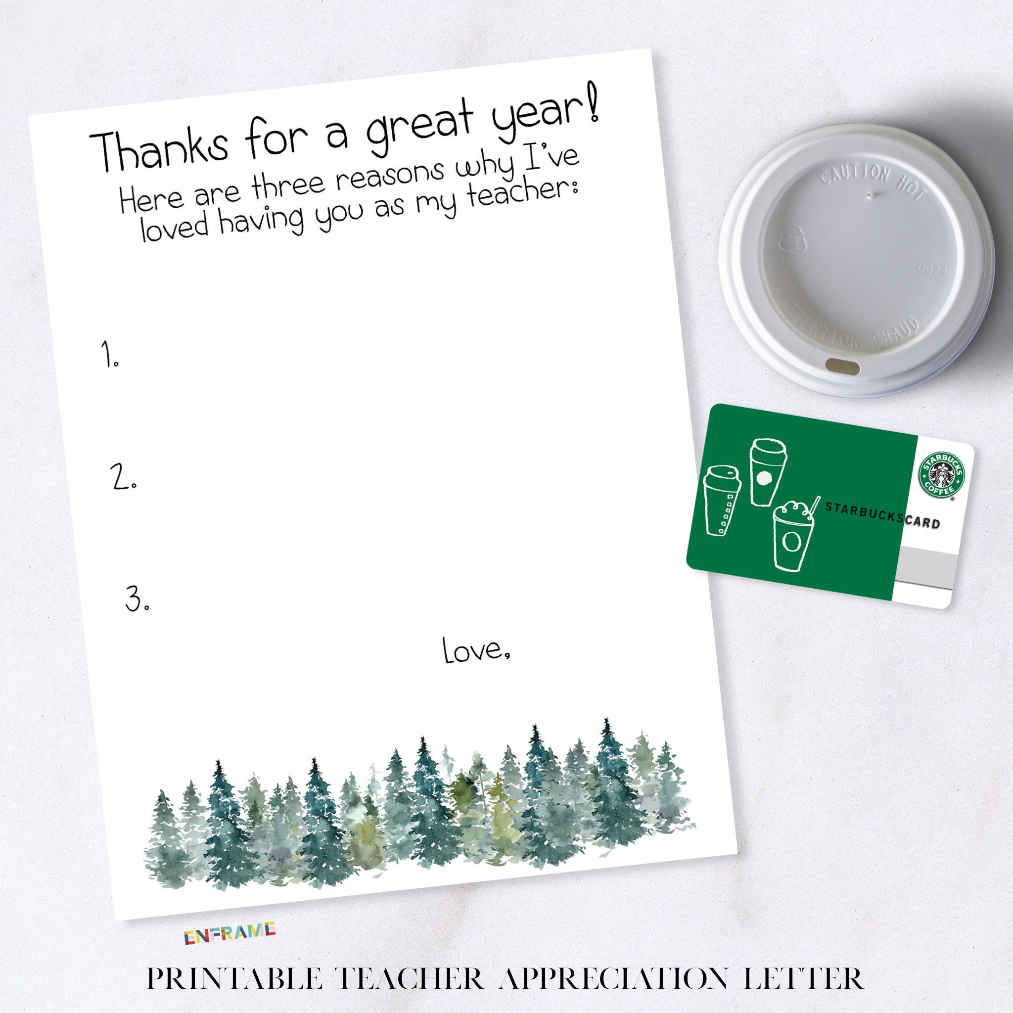 Printable Teacher Appreciation Letter End of Year Gift for | Etsy