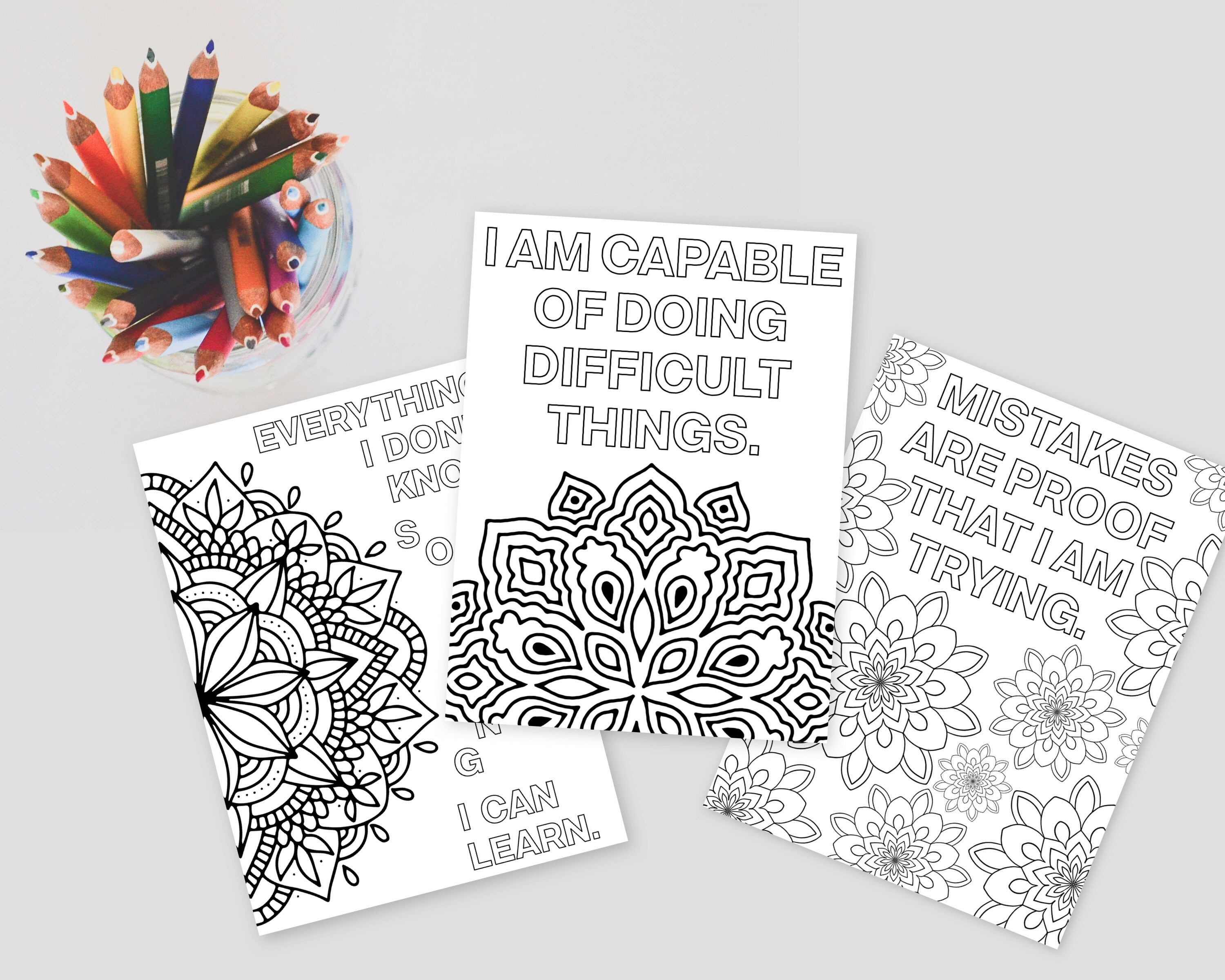 Growth Mindset Coloring Pages Printable Mandala Positive | Etsy
