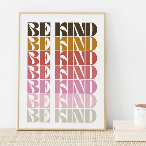 Be Kind Poster Kindness Printable Vintage Typography Kids - Etsy