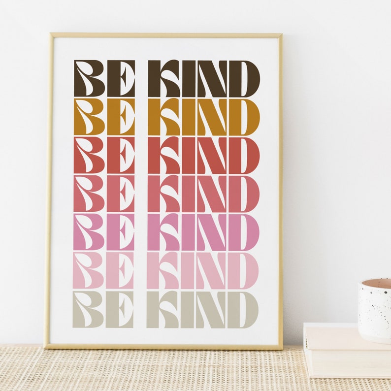 Be Kind Poster Kindness Printable Vintage Typography Kids - Etsy