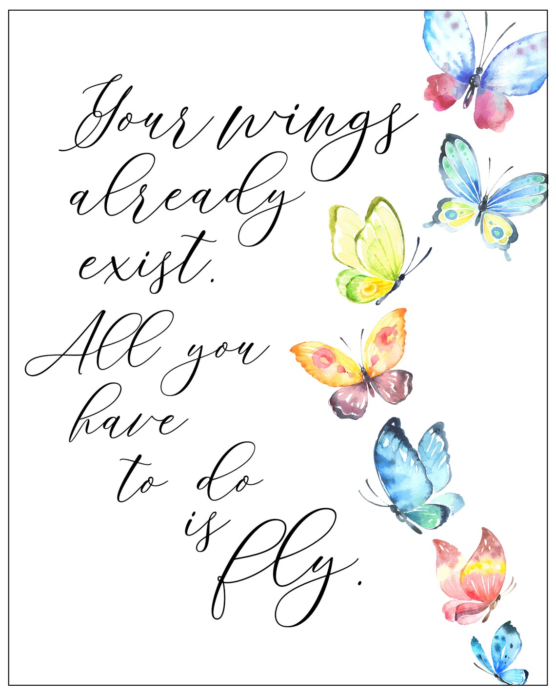 Growth Mindset Poster Printable Watercolor Butterflies Your - Etsy