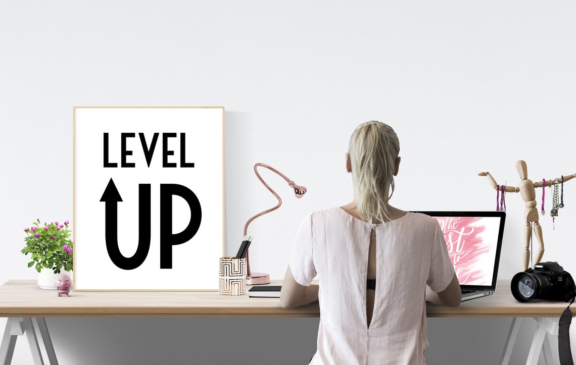 Level up Printable Motivational Quote Poster Bold Typography | Etsy