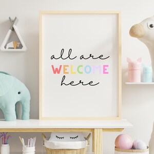 All Are Welcome Printable Classroom Decor, Playroom Decor, School ...