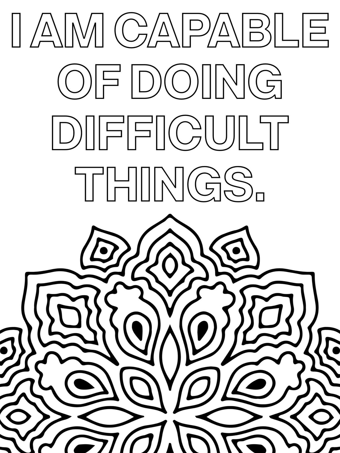 Growth Mindset Coloring Pages Printable Mandala Positive | Etsy