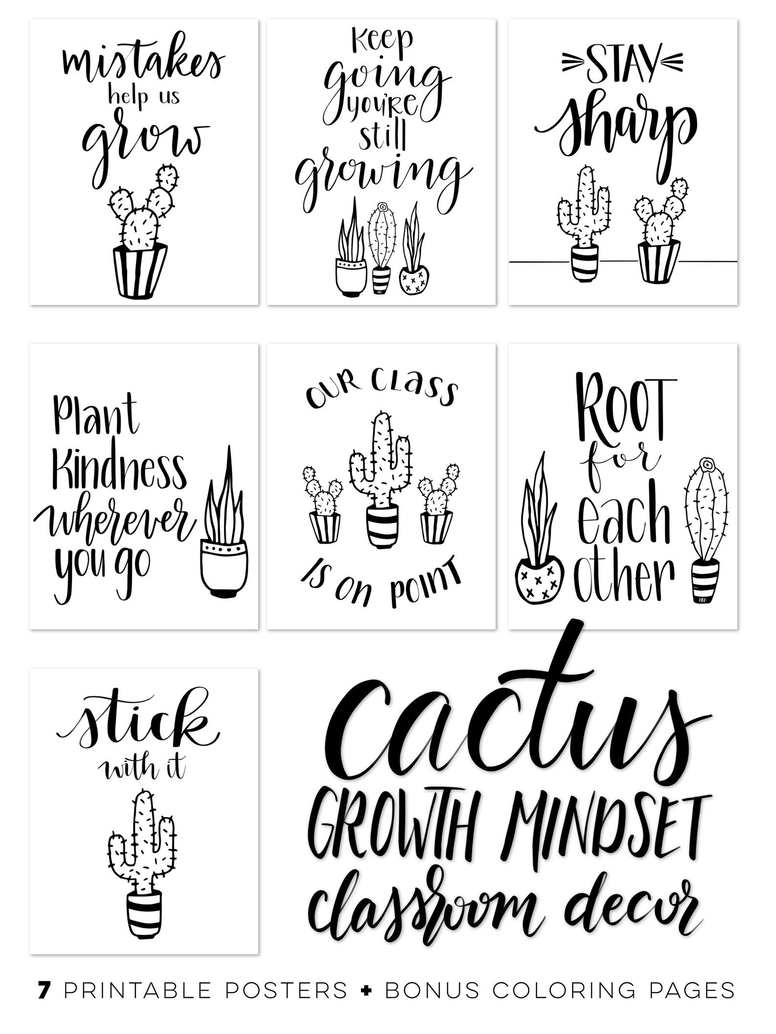 Cactus Classroom Decor, Growth Mindset Printables, Classroom Posters ...