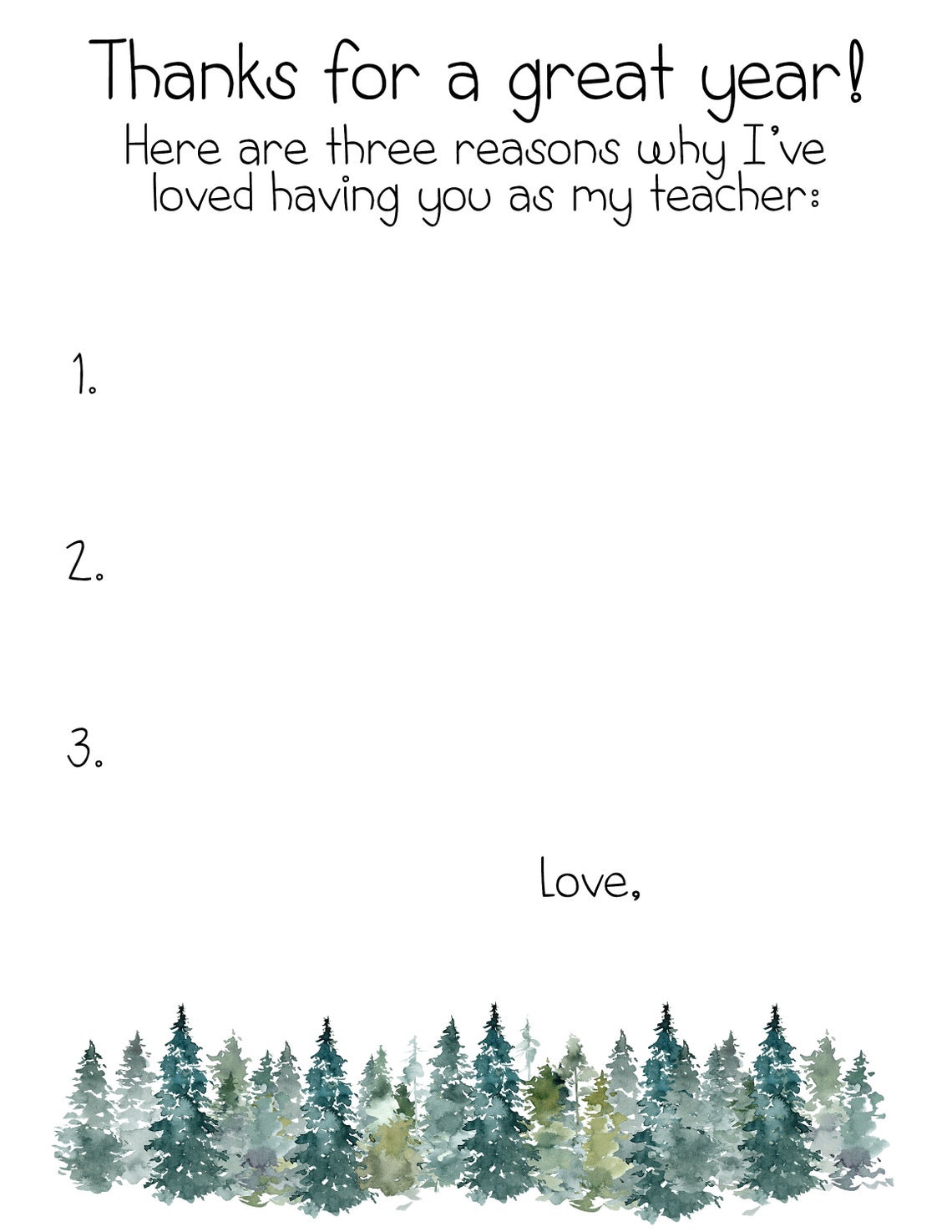 Printable Teacher Appreciation Letter End of Year Gift for - Etsy