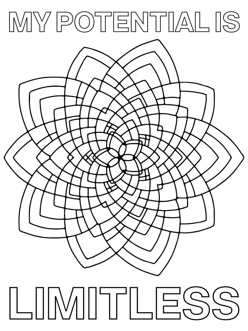 Growth Mindset Coloring Pages Printable Mandala Positive | Etsy