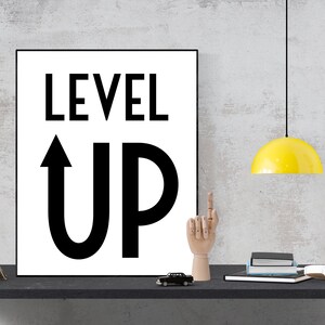 Level up Printable Motivational Quote Poster, Bold Typography Wall Art ...