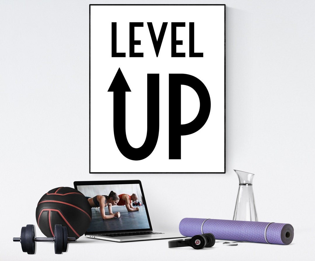 Level up Printable Motivational Quote Poster, Bold Typography Wall Art ...