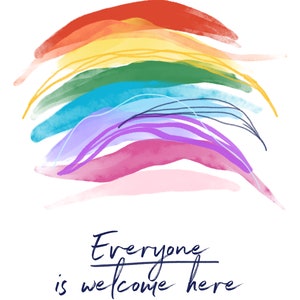 Everyone is Welcome Here Abstract Brush Strokes Printable Rainbow ...