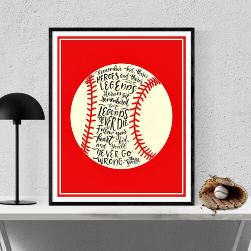 Legends Never Die Art Print Hand Drawn Art Kids / Baseball - Etsy