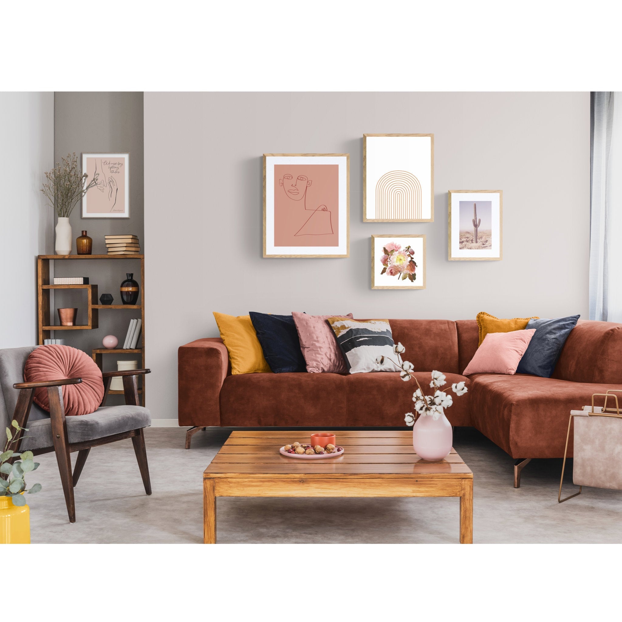 Printable Gallery Wall Set Living Room Art Boho Living Room | Etsy