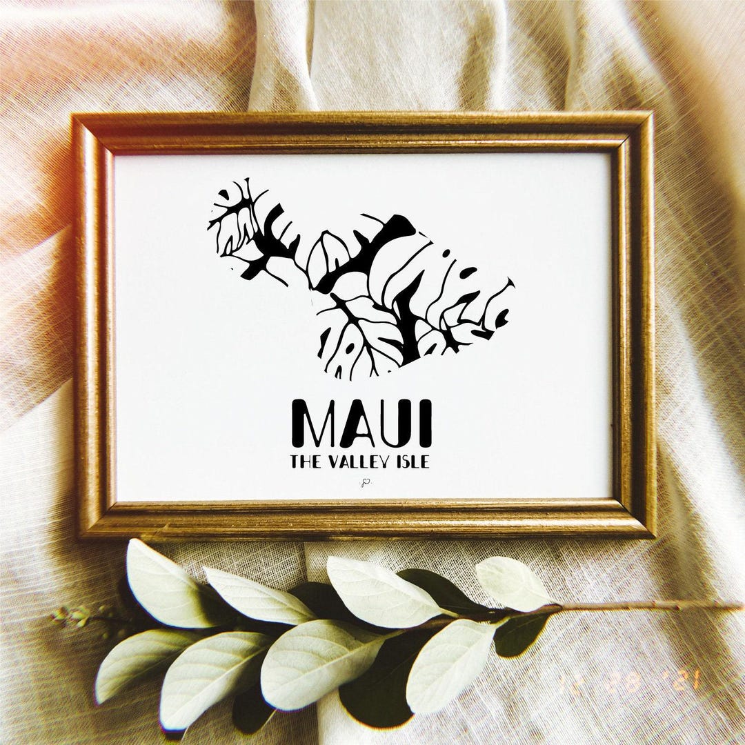 Maui Art Print | Oahu Line Drawing | Sunny Weeks | Black and White ...