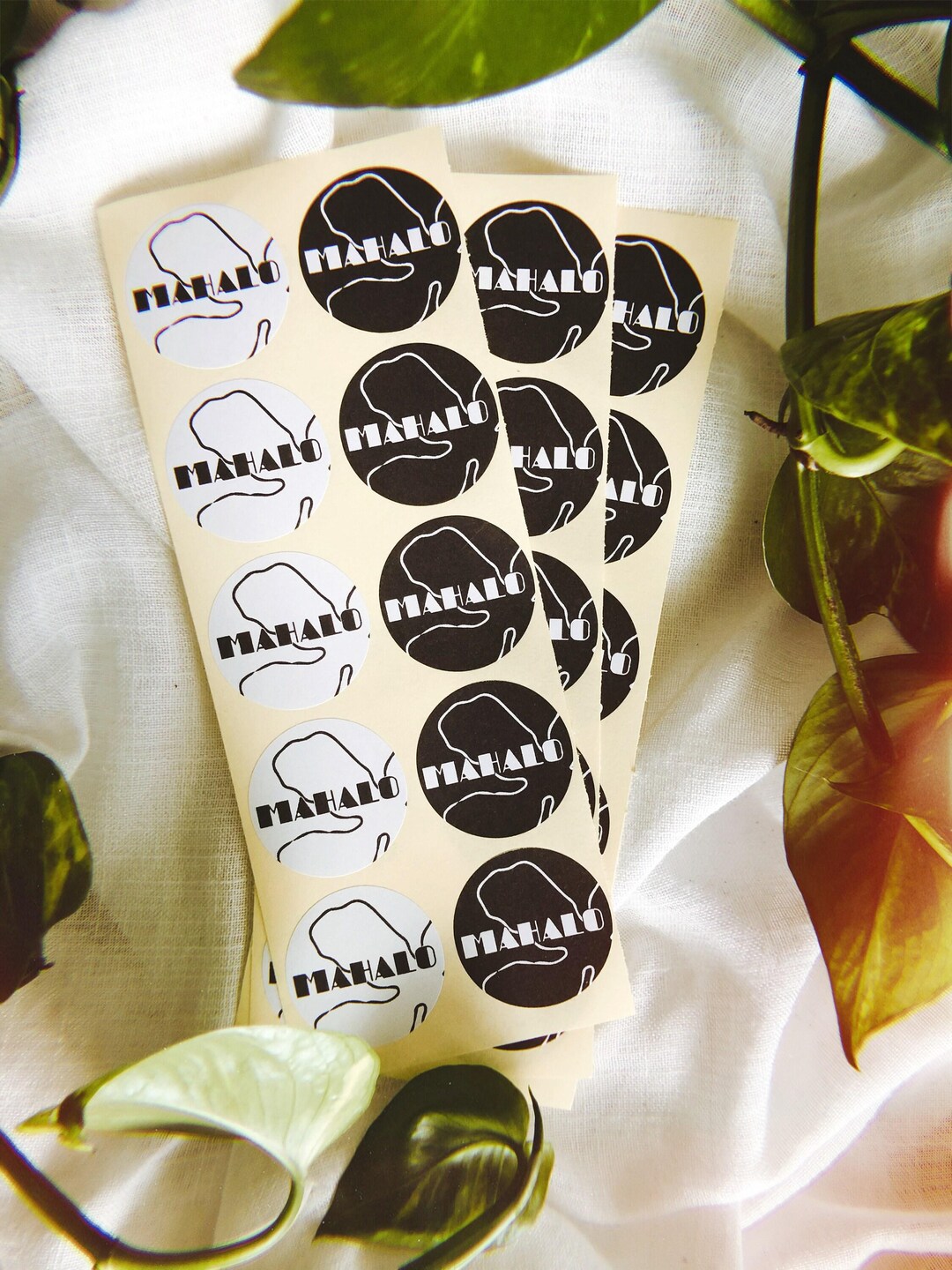 Black and White Mahalo Stationery Stickers | Hawaii Stationery Stickers ...