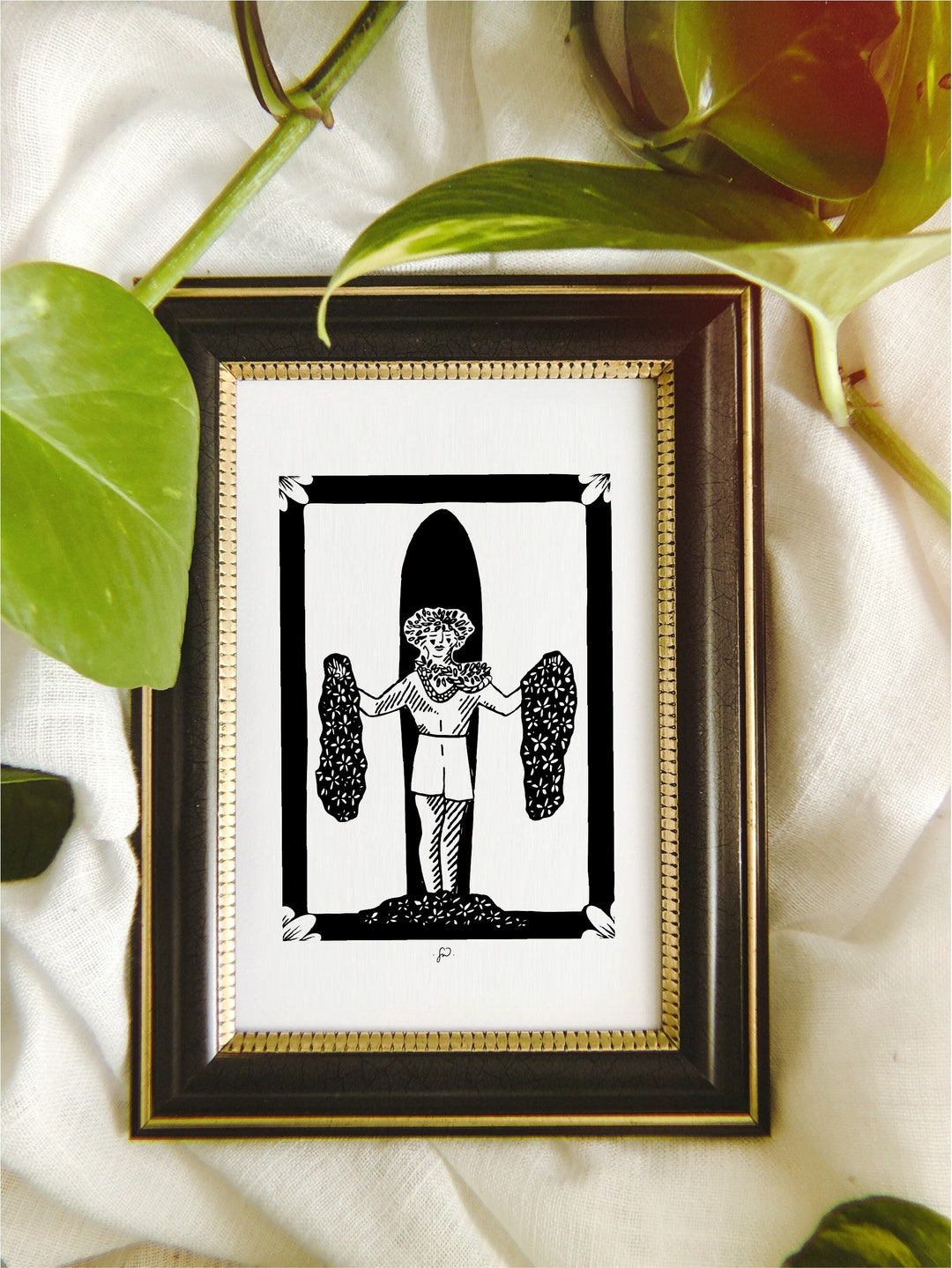 Duke Kahanamoku Line Drawing Sunny Weeks Waikiki Drawing Black and ...