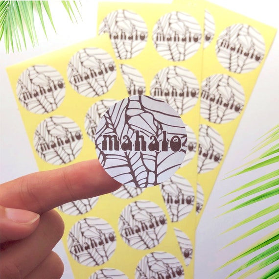 30 Black and White Mahalo Stationery Stickers Hawaii | Etsy