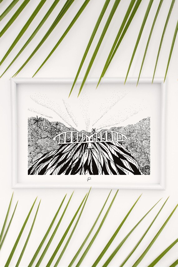 Line Drawing Haleiwa Bridge Sunny Weeks Rainbow Bridge | Etsy