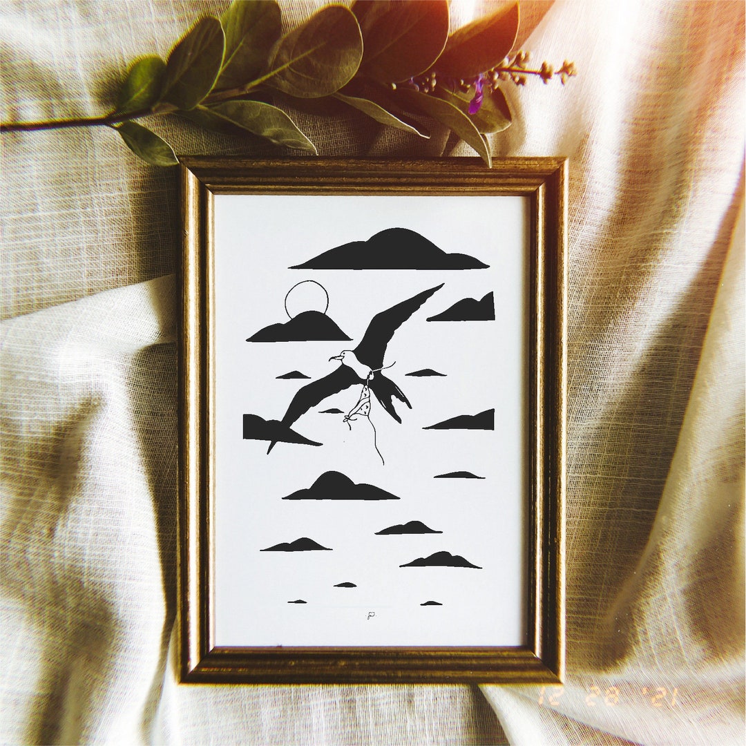 Iwa Bird Art Print Black and White Art Prints Sea Birds Haleiwa Hawaii ...