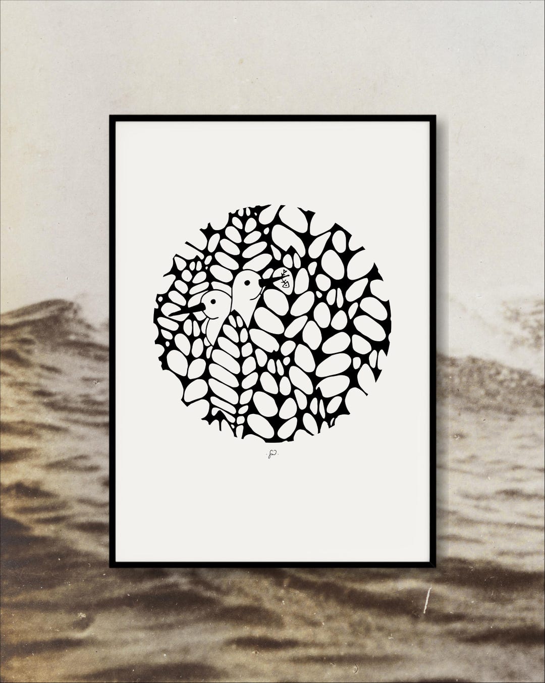 Manu O Kū Art Print | Black and White Hawaiian Bird Drawing | Symbolic ...