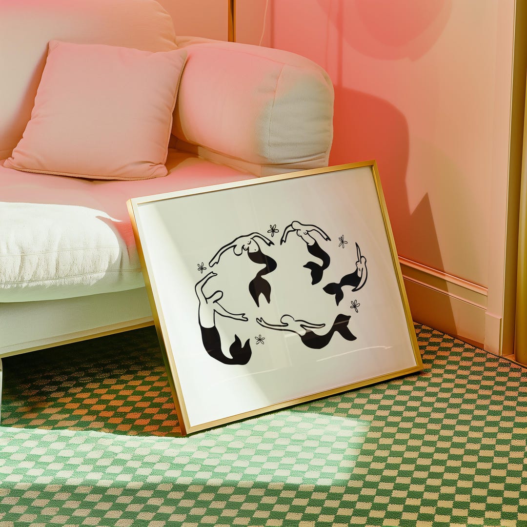 Picasso Inspired Mermaid Art Print | Abstract Mermaid Drawing | Surreal ...