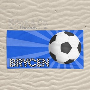 Personalized Beach Towel - Soccer Beach Towel - Name or Monogram ...